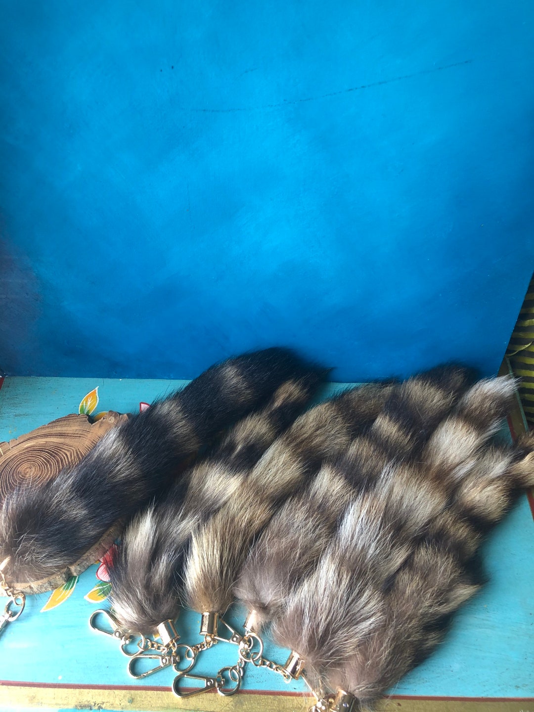 American Raccoon Tail Keychain - Natural or Blonde - Etsy
