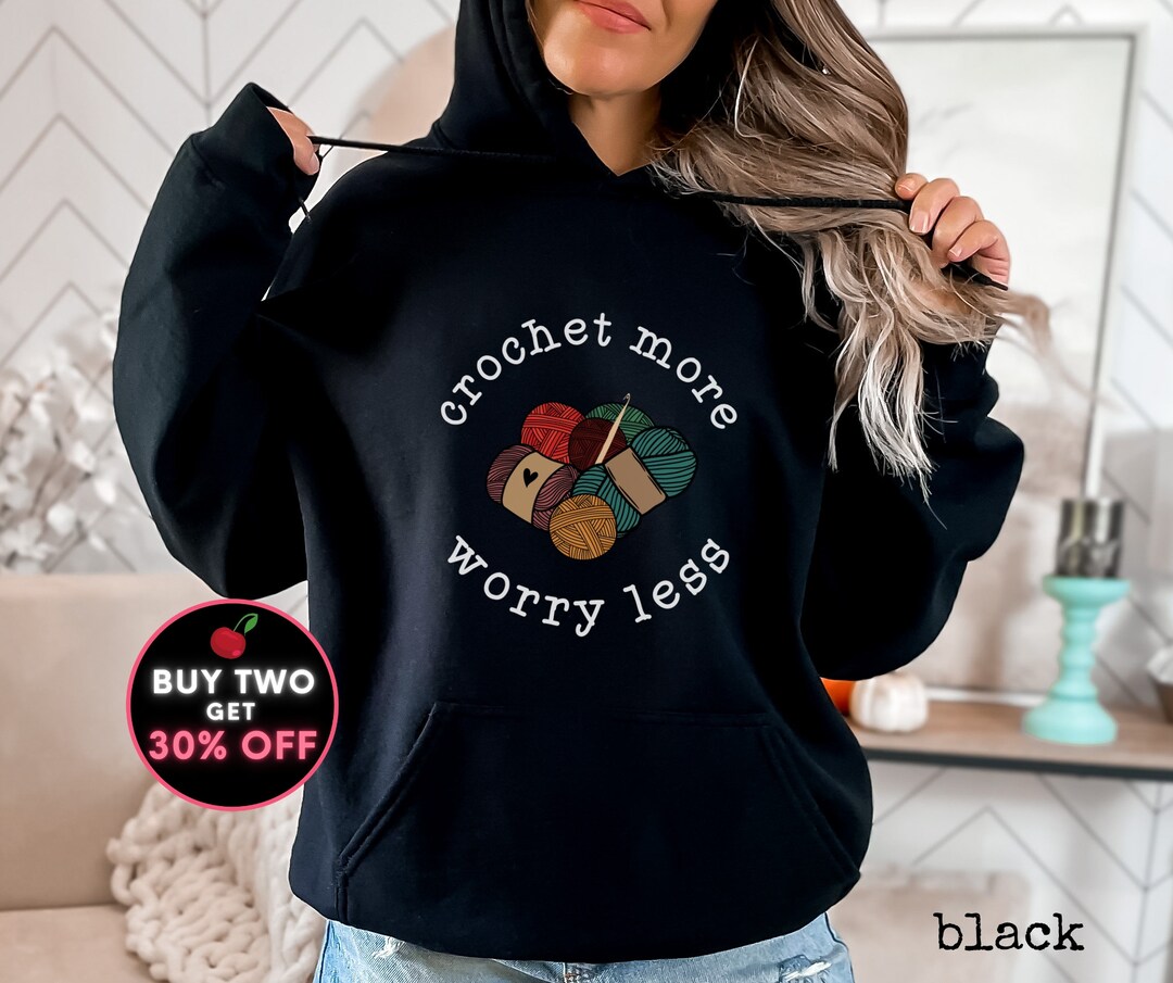 Cute Crochet Hoodie, Crochet More Yarn Hook Sweatshirt, Crafty Girl ...
