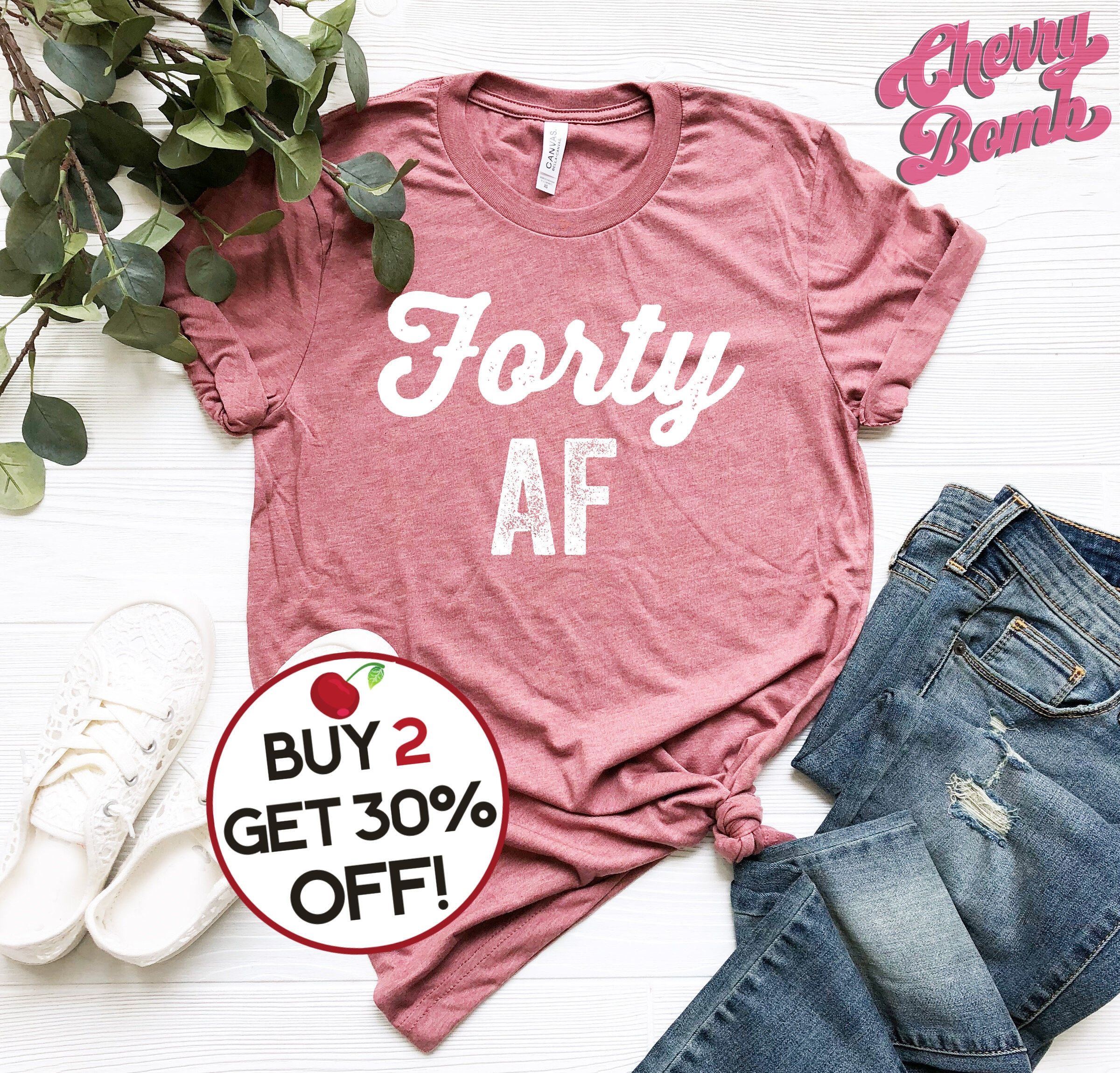 Funny 40th Birthday Shirt Forty Af T-shirt Minimalist 40th - Etsy