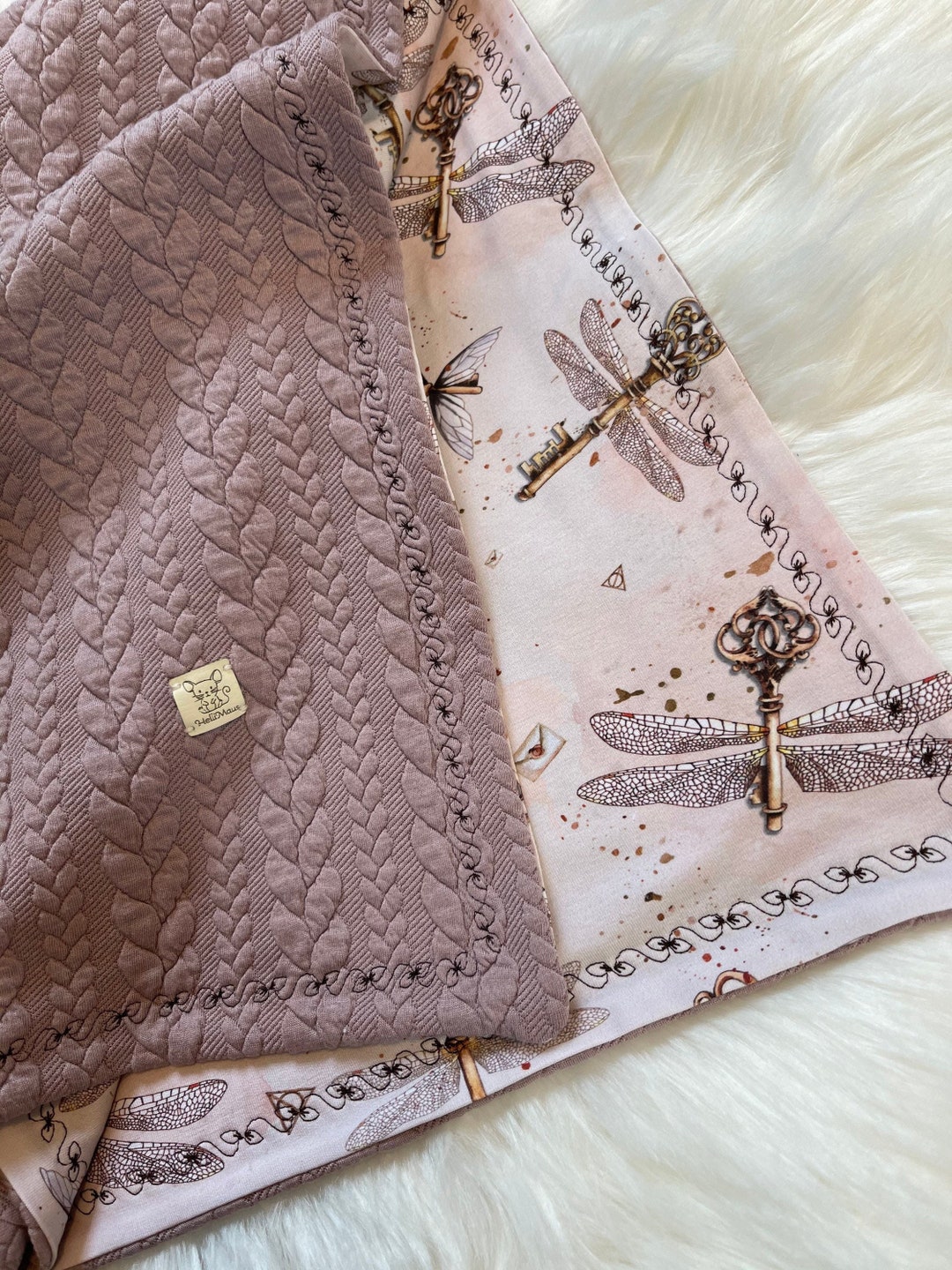 Baby Blanket Old Pink/flying Keys Approx. 70 X 90 Cm, With Name If ...