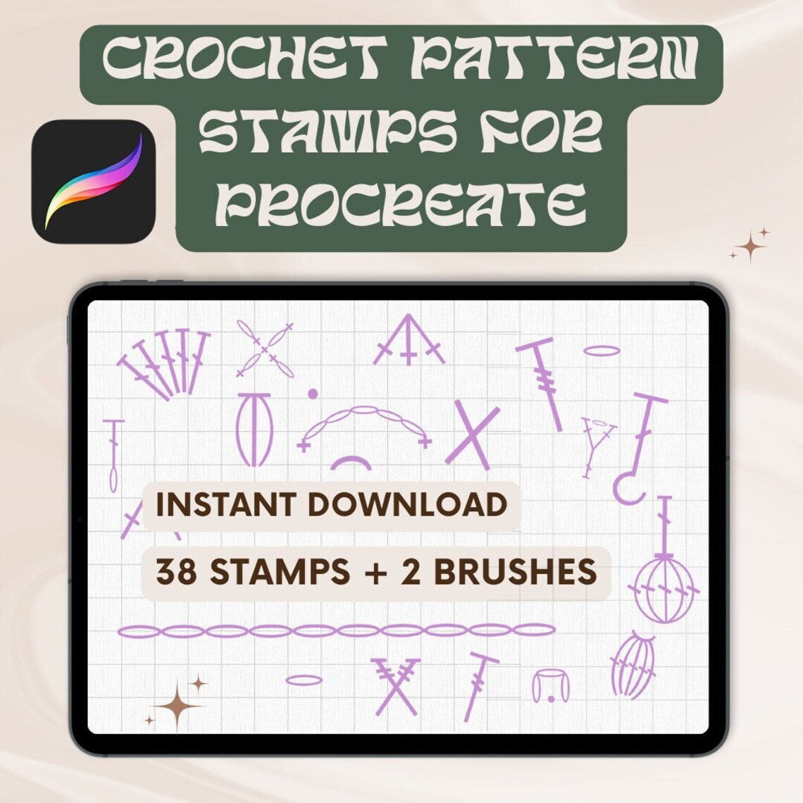 Procreate Crochet Symbol Stamps, Crochet Stamps, Procreate Stamp ...