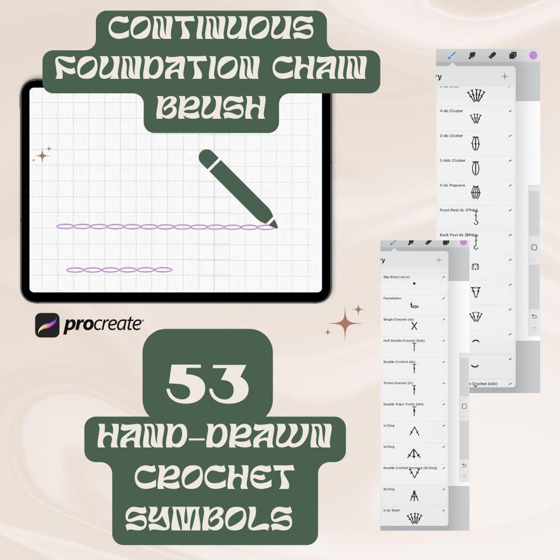 Procreate Crochet Symbol Stamps, Crochet Stamps, Procreate Stamp ...