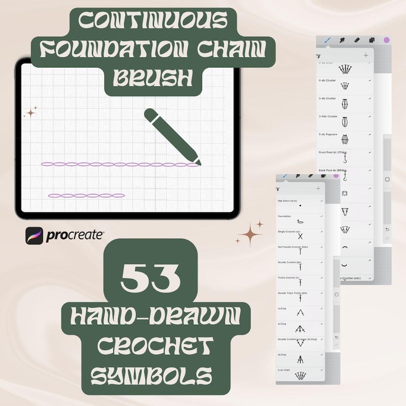 Procreate Crochet Symbol Stamp Set – Stitch Chart Brushes for Digital Pattern Design, Crochet ...