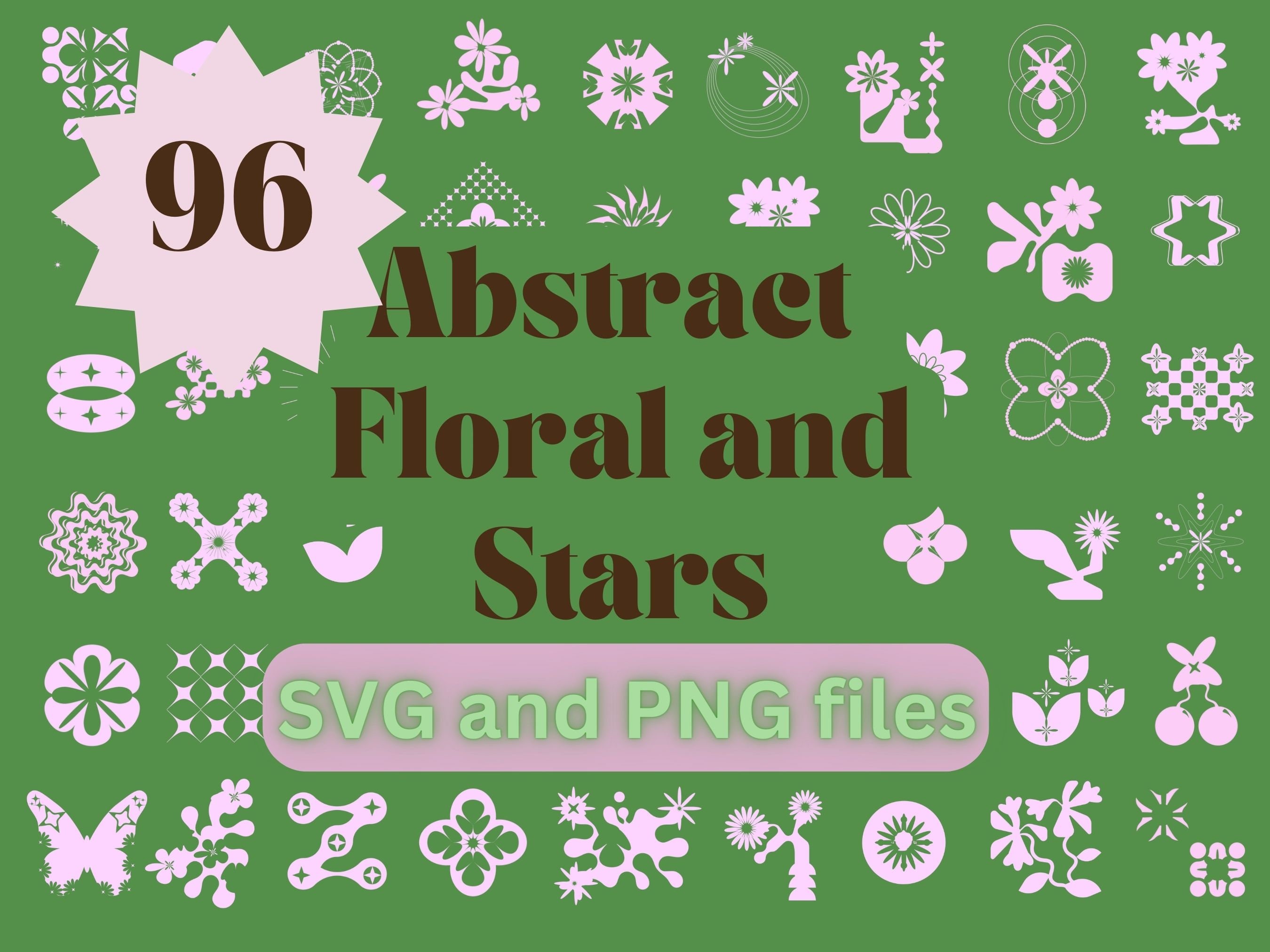 95+ Abstract Floral & Star Clipart Bundle – Digital Pngs for ...