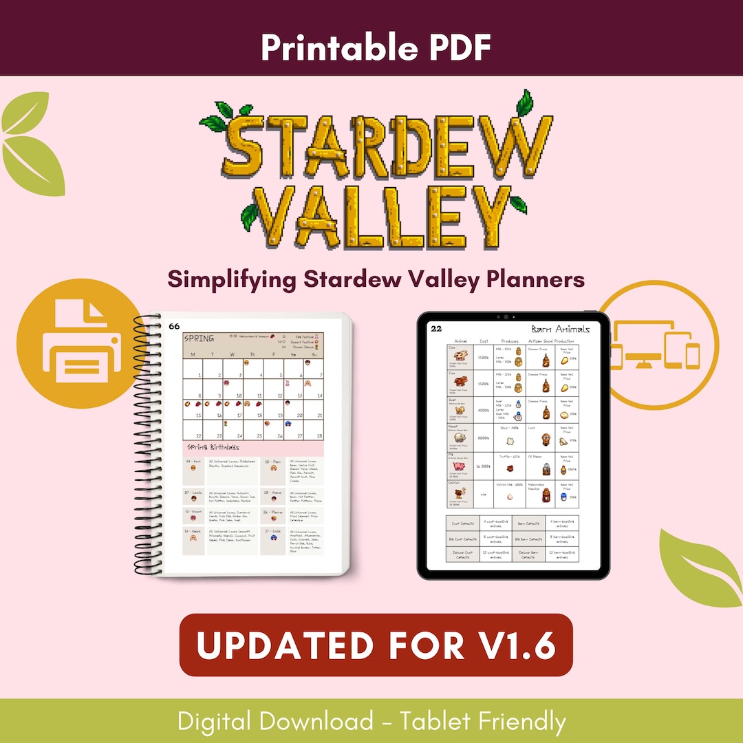 90+ Pages Updated to 1.6 Stardew Valley Printable Progress Tracker PDF ...