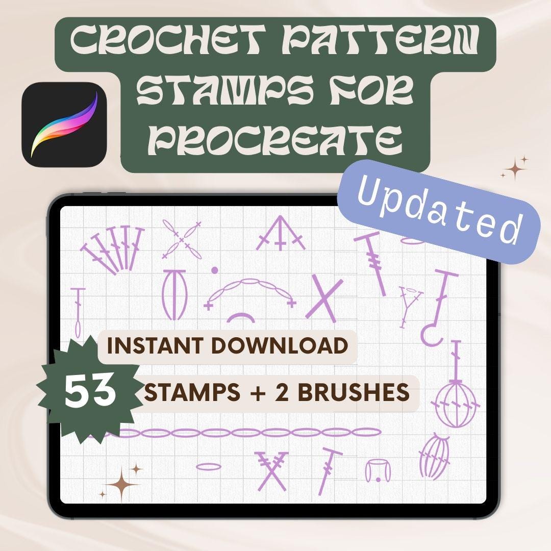 Procreate Crochet Symbol Stamps, Crochet Stamps, Procreate Stamp ...