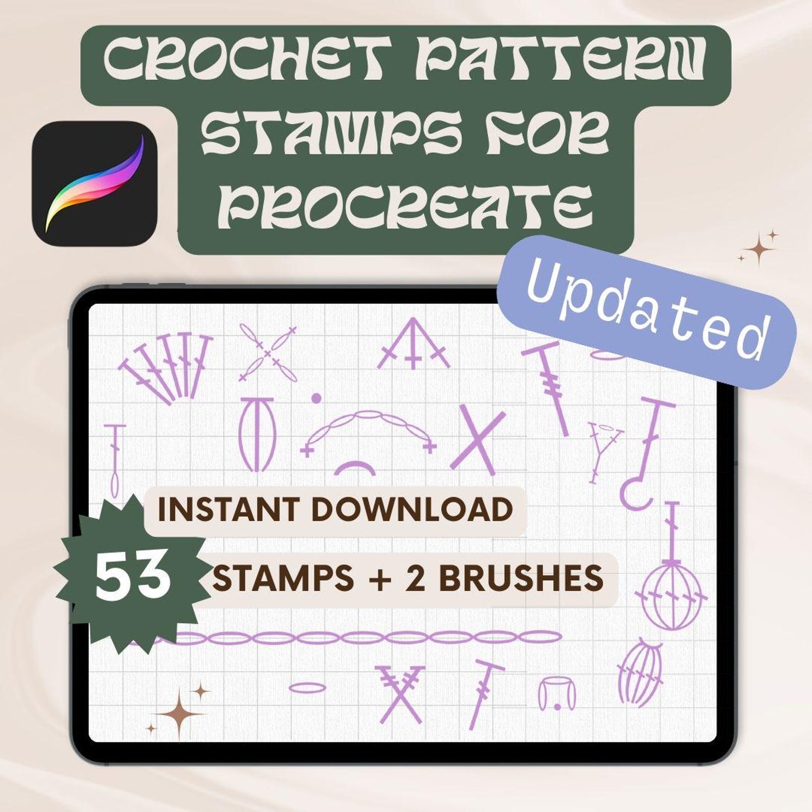 Procreate Crochet Symbol Stamp Set – Stitch Chart Brushes for Digital ...