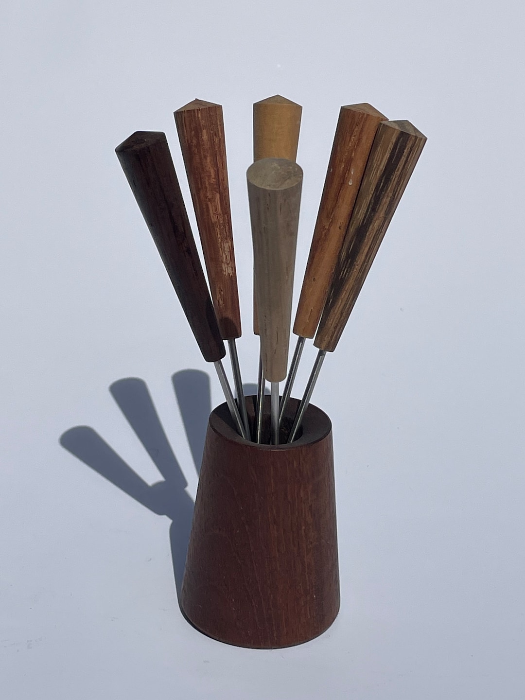 Teak Wood Pieker Set Mini Fork Skewers 50s - Etsy