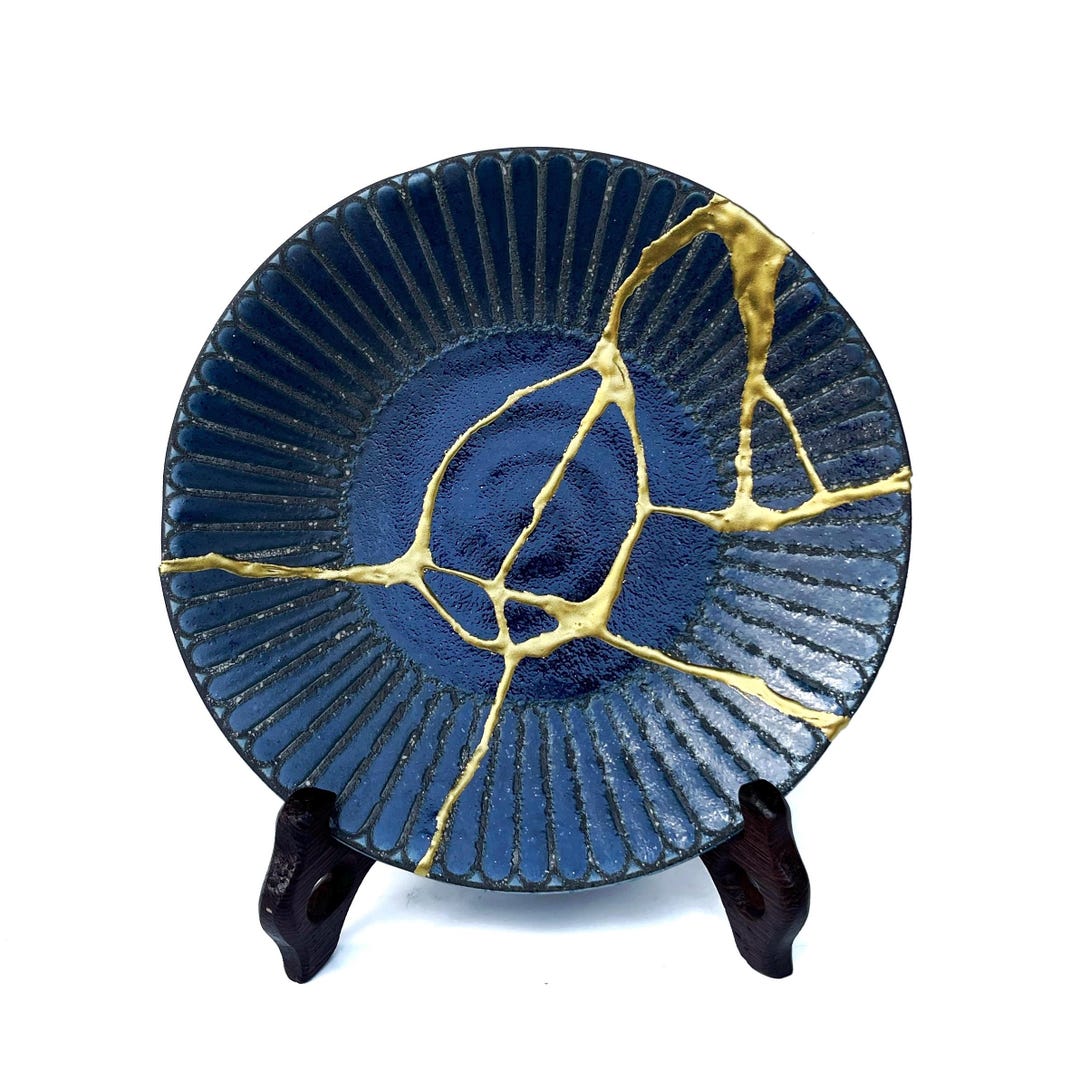 Include Wood Stand ,kintsugi Gifts, Kintsugi Plate, Japanese Art in ...