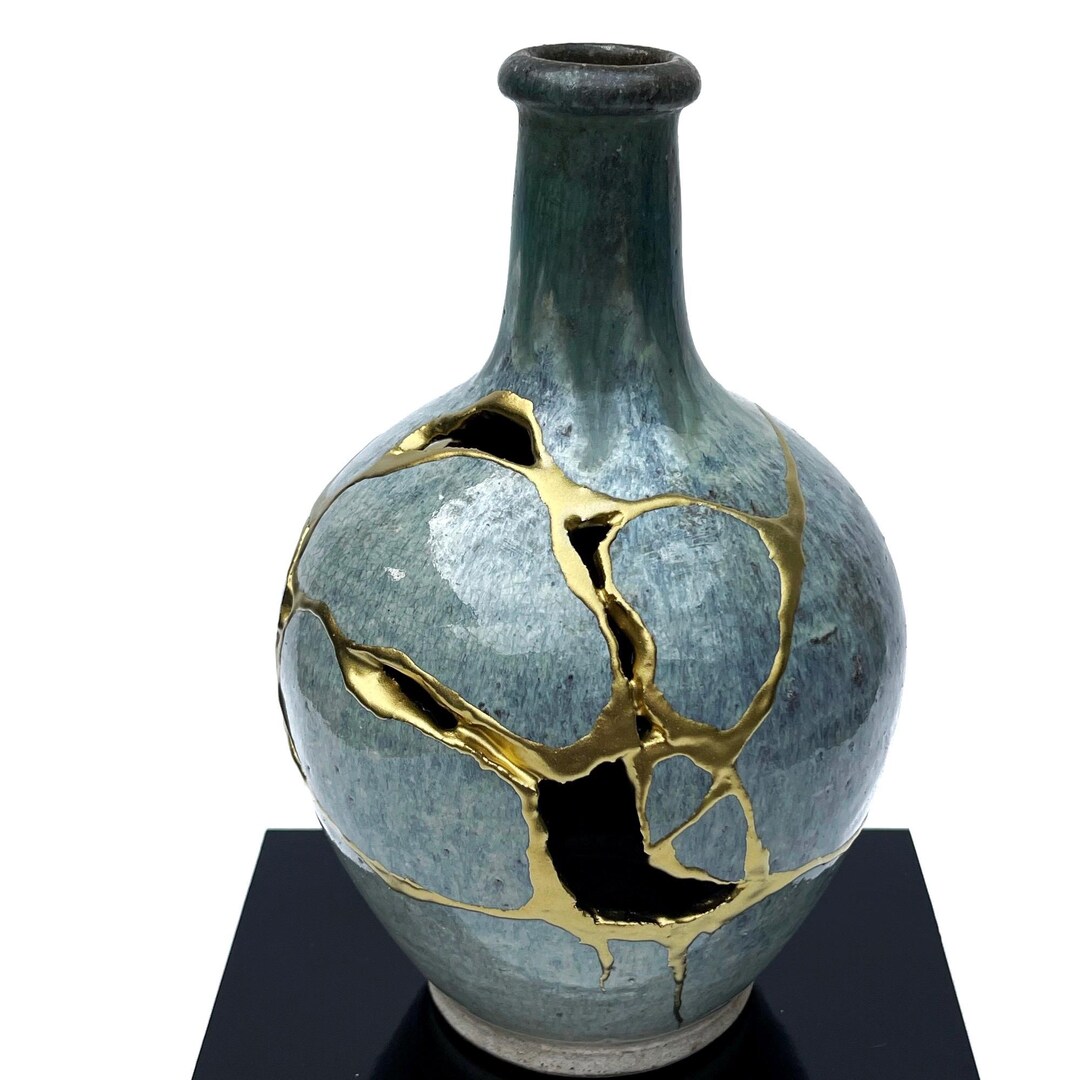 Include Wood Base ,kintsugi Gifts, Kintsugi Bowl, Kintsugi Chawan, Kintsugi Pottery, Kintsugi ...