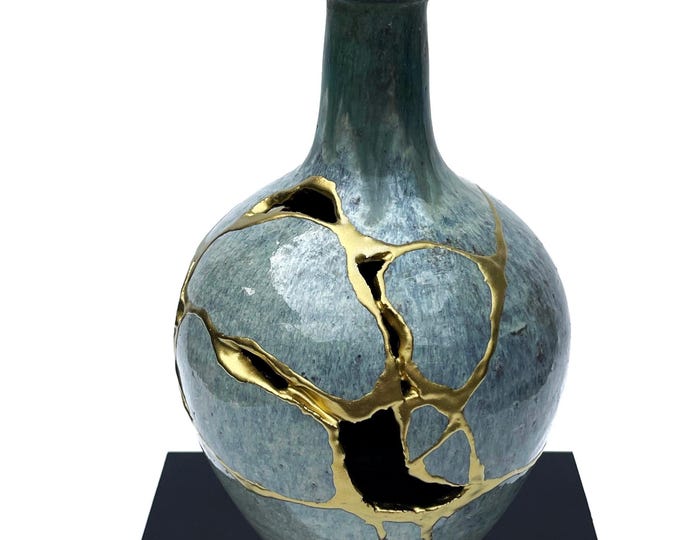Include Wood Base ,kintsugi Gifts, Kintsugi Bowl, Kintsugi Chawan ...