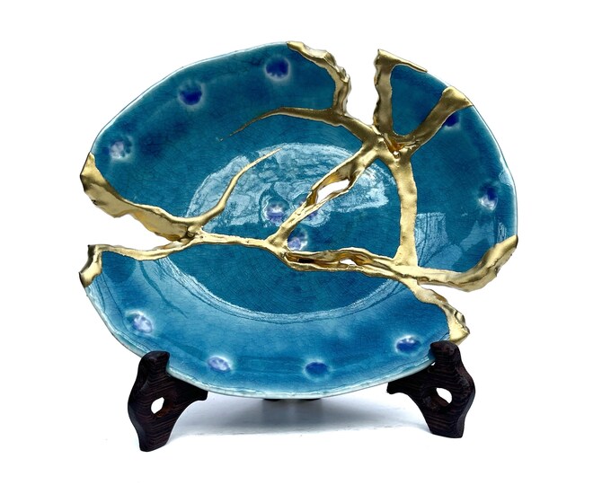 Include Wood Stand-kintsugi Gifts, Kintsugi Bowl, Japanese Art in ...