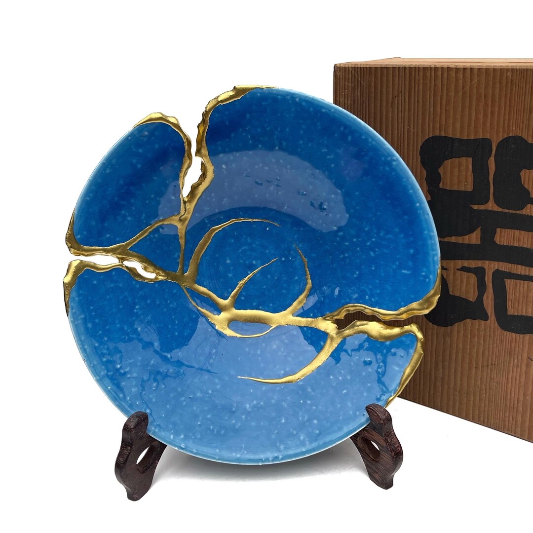 Include Wood Stand and Wooden Box, Kintsugi Bowl, Japanese Art in ...