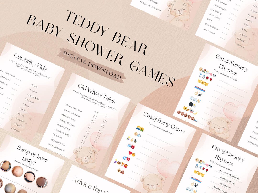 Teddy Bear Theme Baby Shower Games - Digital Download - Etsy