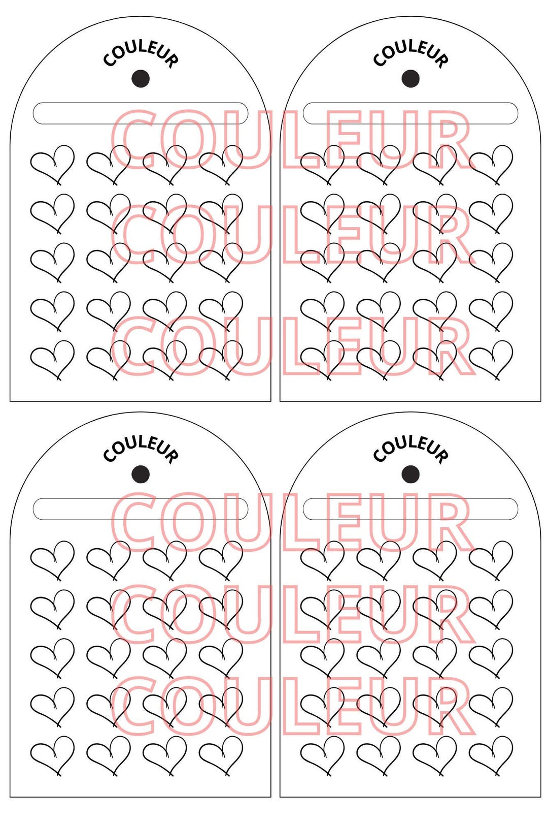 Hearts Color Chart PDF File to Download and Print - Etsy