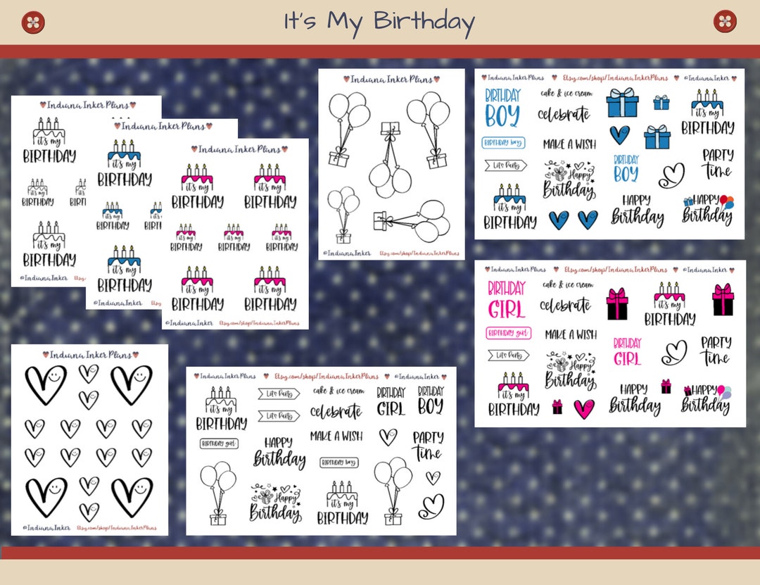 It's My Birthday Planner Stickers, Birthday Boy, Birthday Girl ...