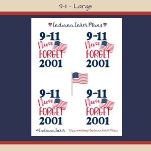 9-11 Stickers, Day of Remembrance, Patriot Day, Planner Stickers, Never ...
