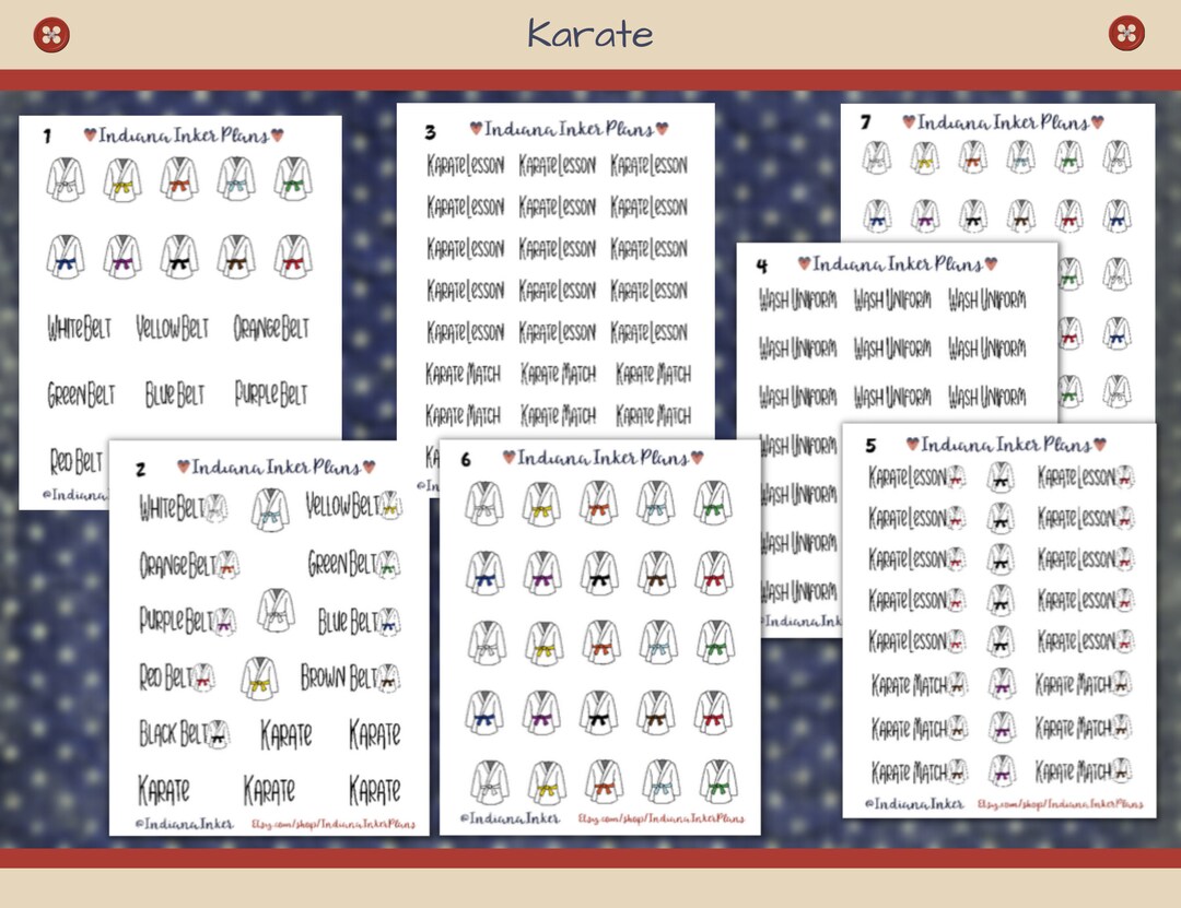 Karate Stickers, Planner Stickers, Karate Lessons, Karate Match, Wash ...