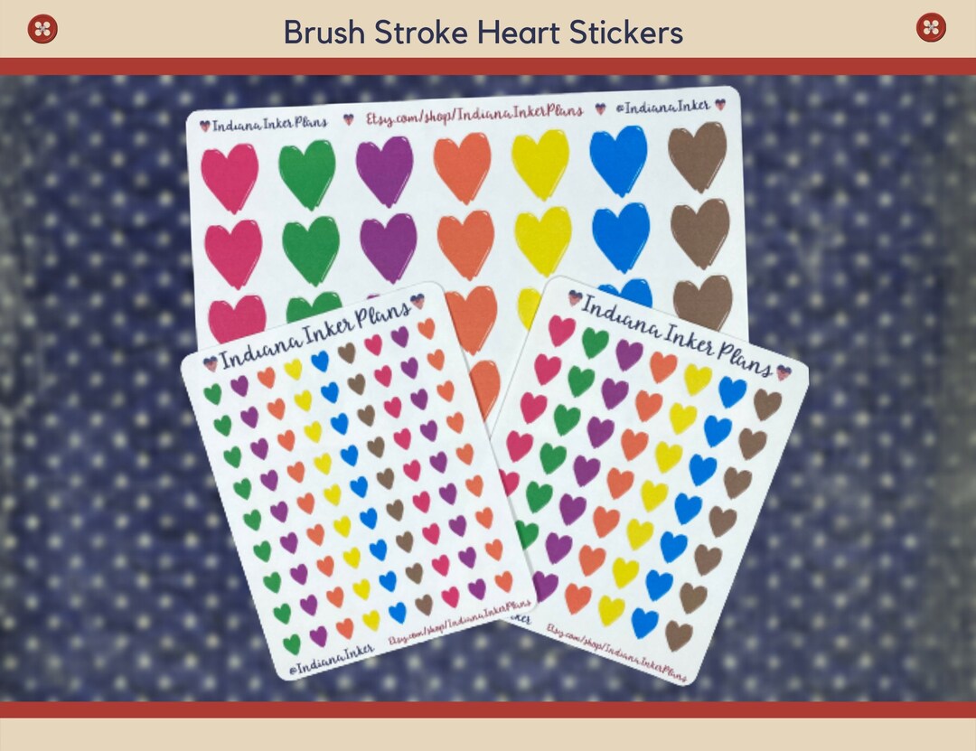 Brush Stroke Multi Color Heart Stickers, Envelope Seals, Icons - Etsy