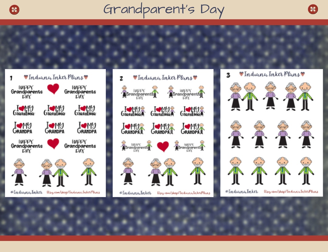 Grandparents Day Stickers, Stick People, Planner Stickers, Scrapbooking ...
