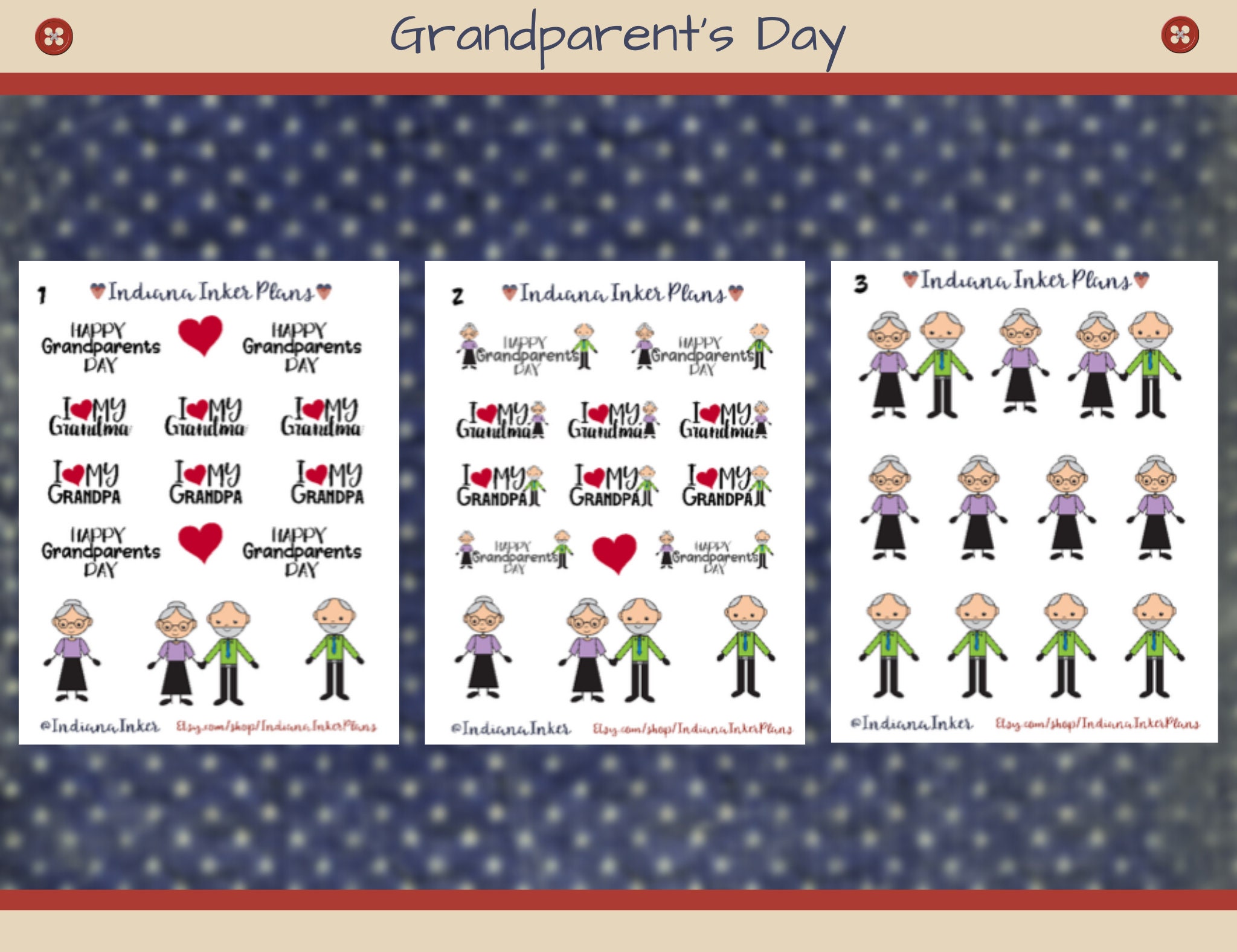 Grandparents Day Stickers Stick People Planner Stickers - Etsy