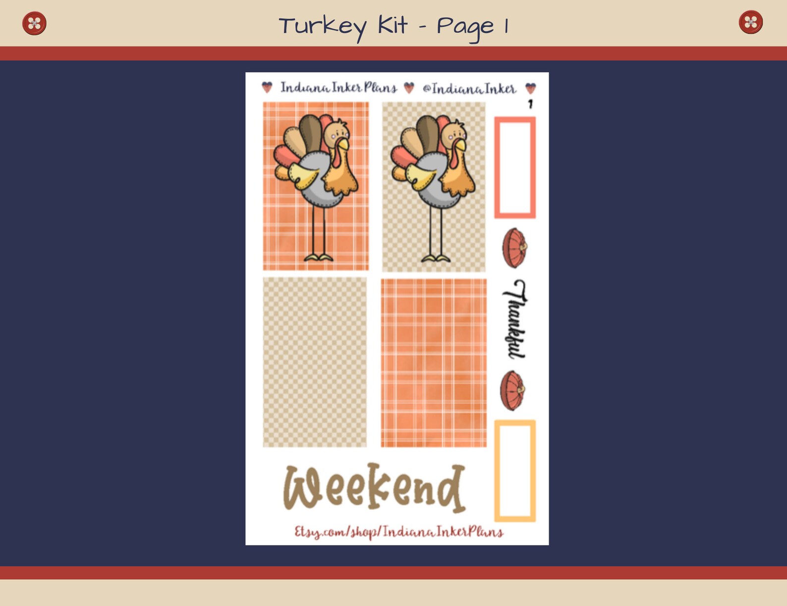 Turkey Planner Kit Stickers, Thanksgiving, Decorative Planning ...
