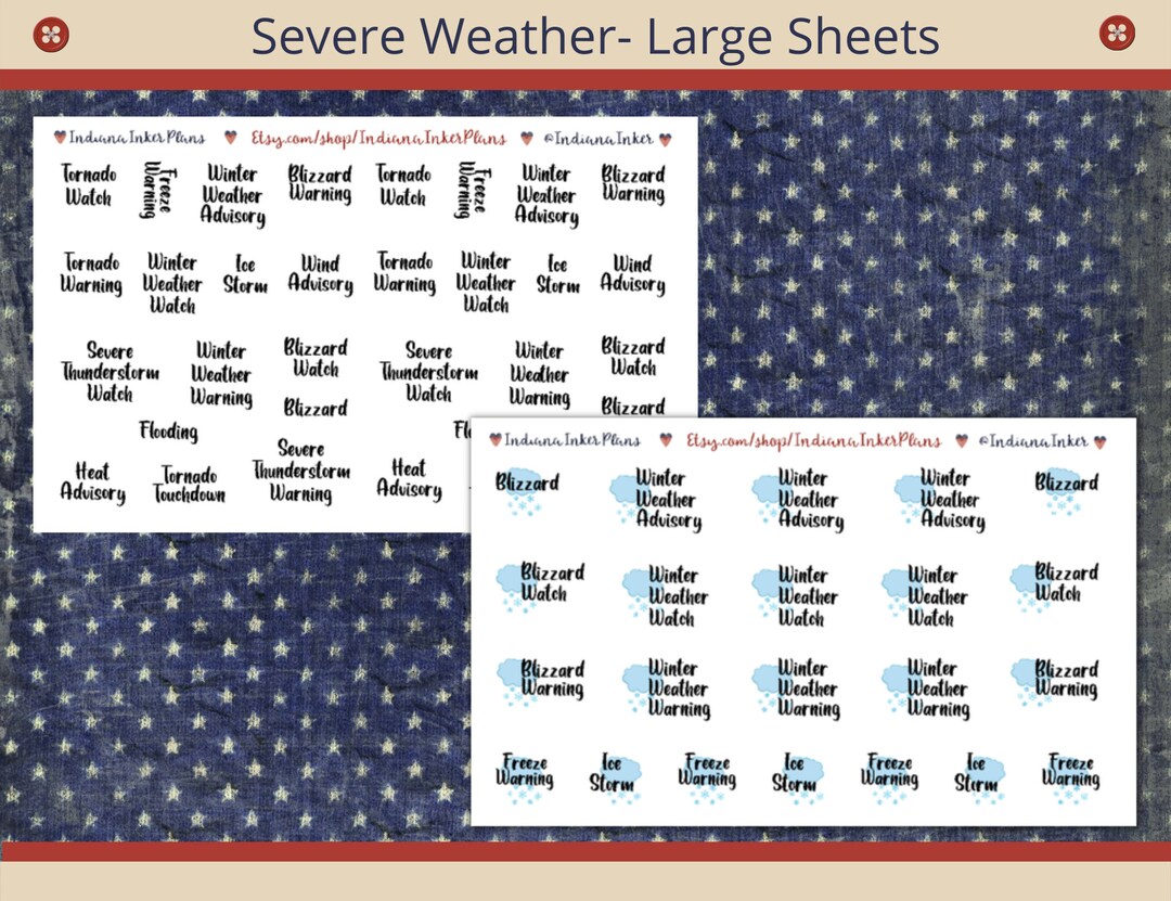 Severe Weather Script Planner Stickers, Thunderstorm Warning, Tornado ...
