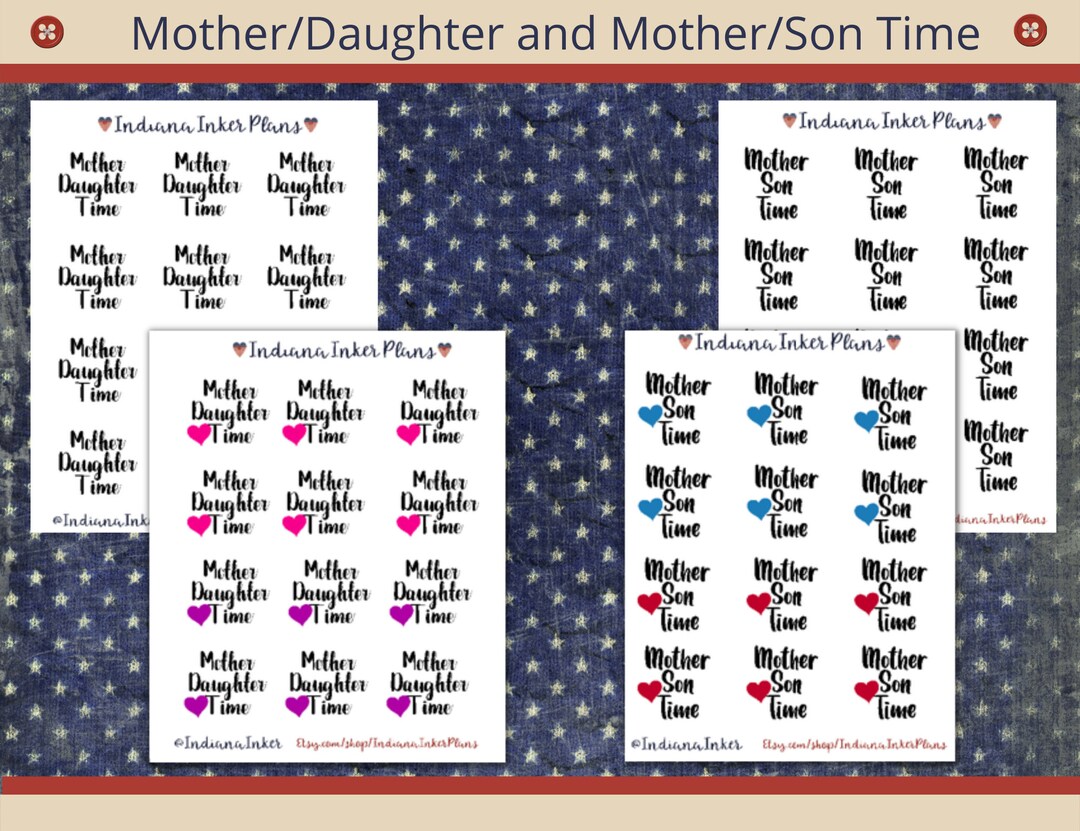 Mother Daughter Time Planner Stickers, Mother Son Time, Decorative ...