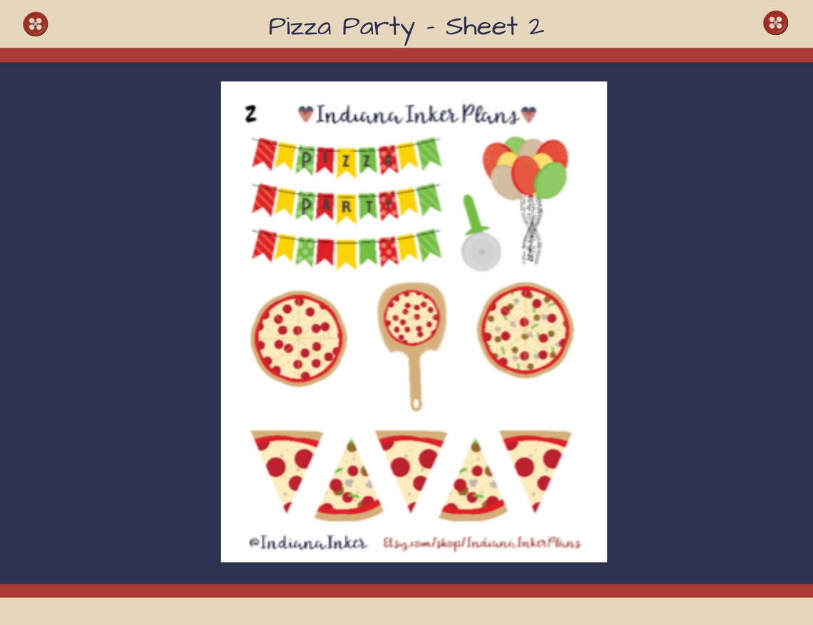 Pizza Party Stickers Mini Pizza's Pepperoni Supreme - Etsy