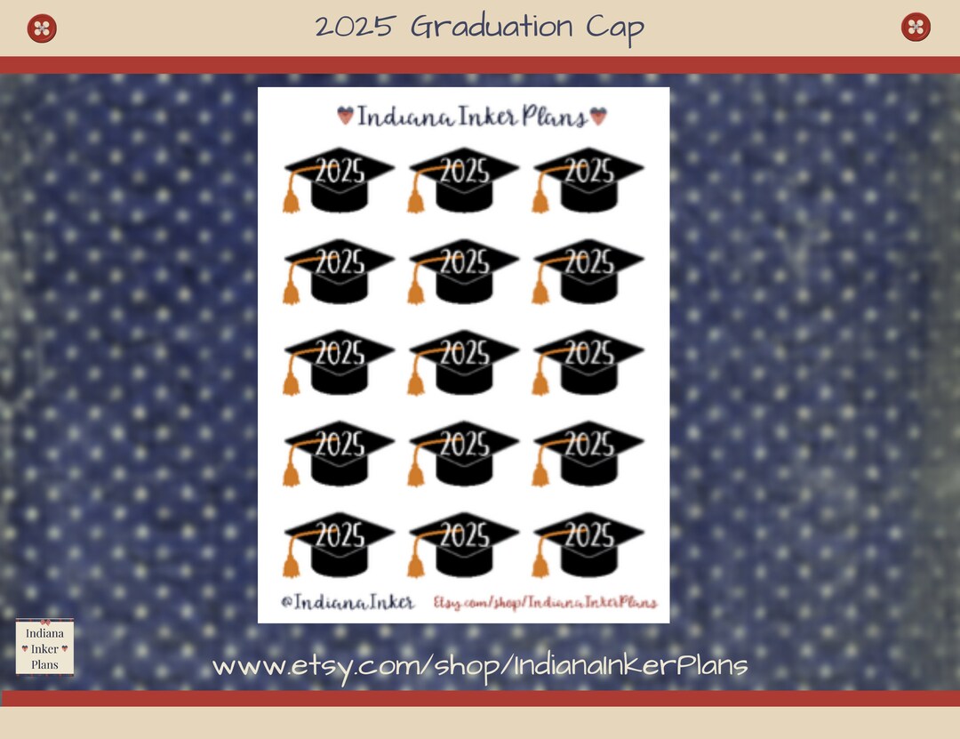 2025 Graduation Cap Planner Stickers, Plain, Envelope Seals ...