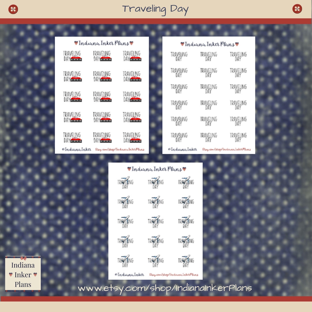 Traveling Day Stickers, Black Script, Road Trip, Air Travel - Etsy