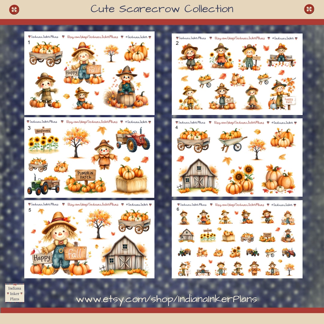 Cute Scarecrows Deco Stickers, Fall - Etsy