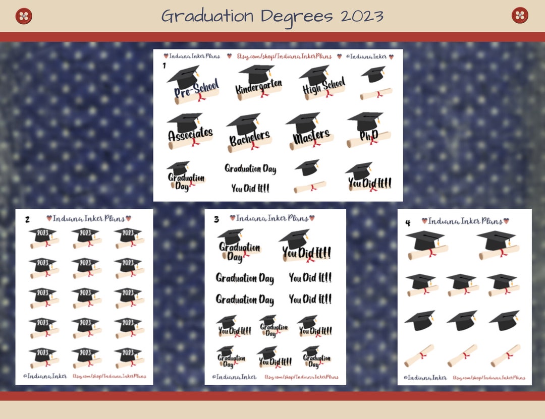 Graduation Cap Diploma or Degree Planner Stickers, 2025, 2026, School ...