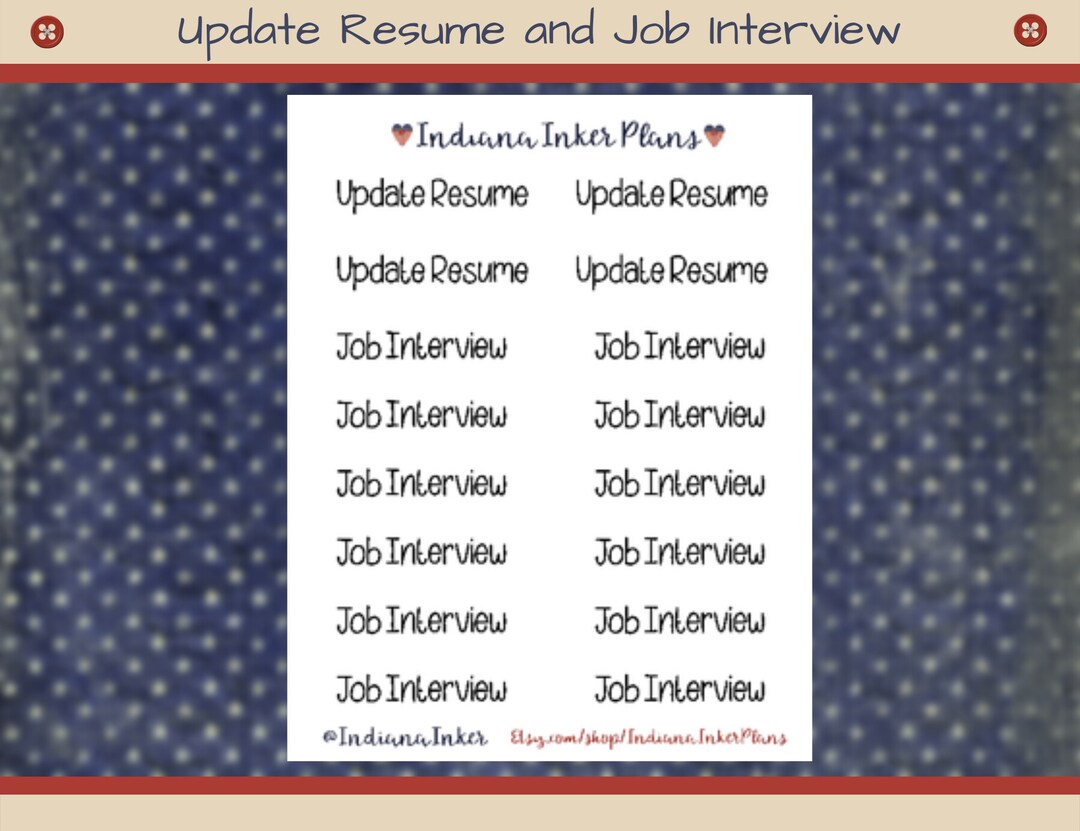 Update Resume', Job Interview Planner Stickers, Decorative Planning ...
