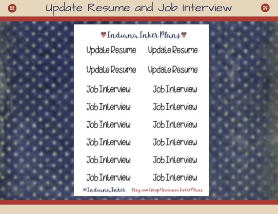 Update Resume' Job Interview Planner Stickers Decorative | Etsy