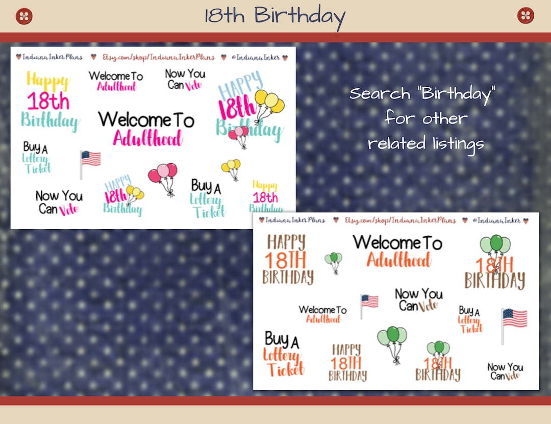 18th Birthday Stickers, Bright Colors, Birthday, Party, Planner ...