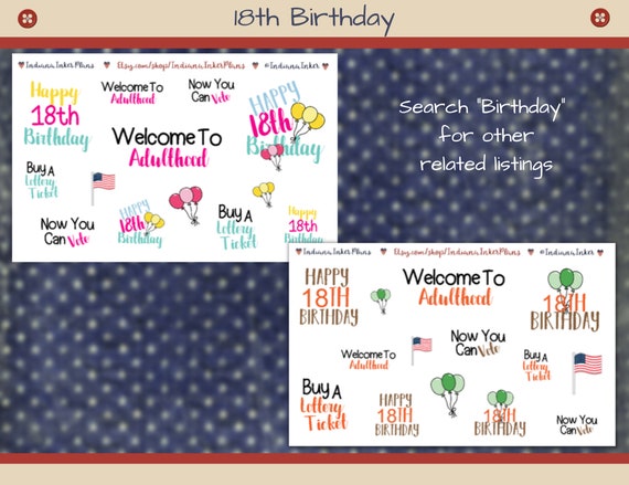 18th Birthday Stickers Bright Colors Birthday Party - Etsy