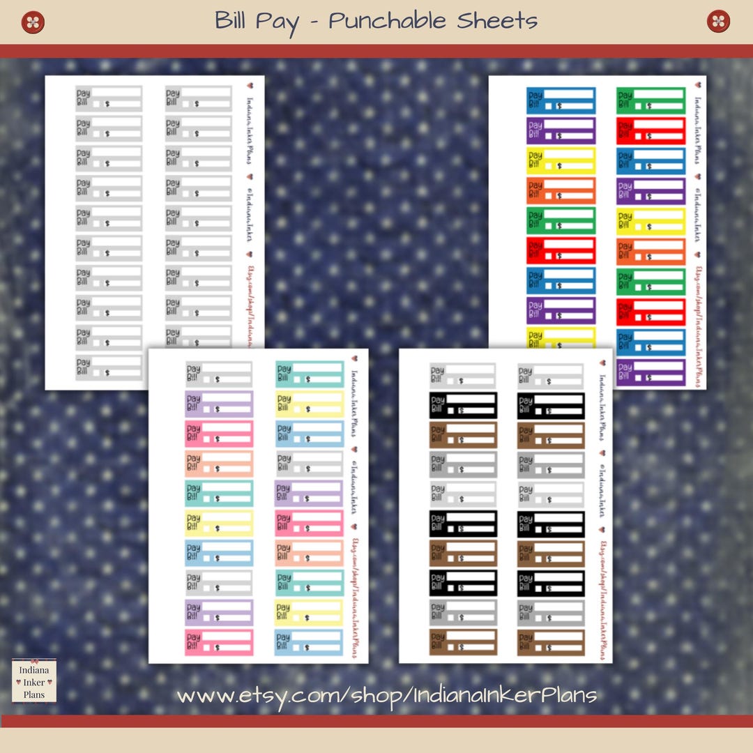 Pay Bill Planner Sticker Boxes, Pay Bill, Decorative Planning, Budget ...