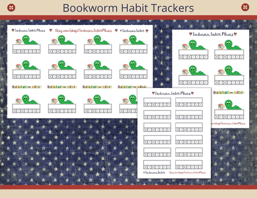 Bookworm Habit Trackers, Reading Trackers, Planner Stickers, Reading ...