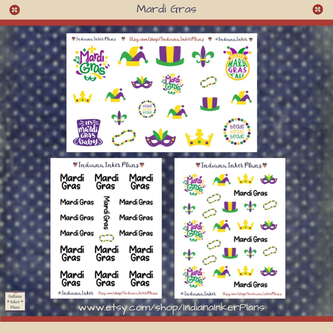 Mardi Gras Stickers, Planner Stickers, Decorative Planning, Journaling ...