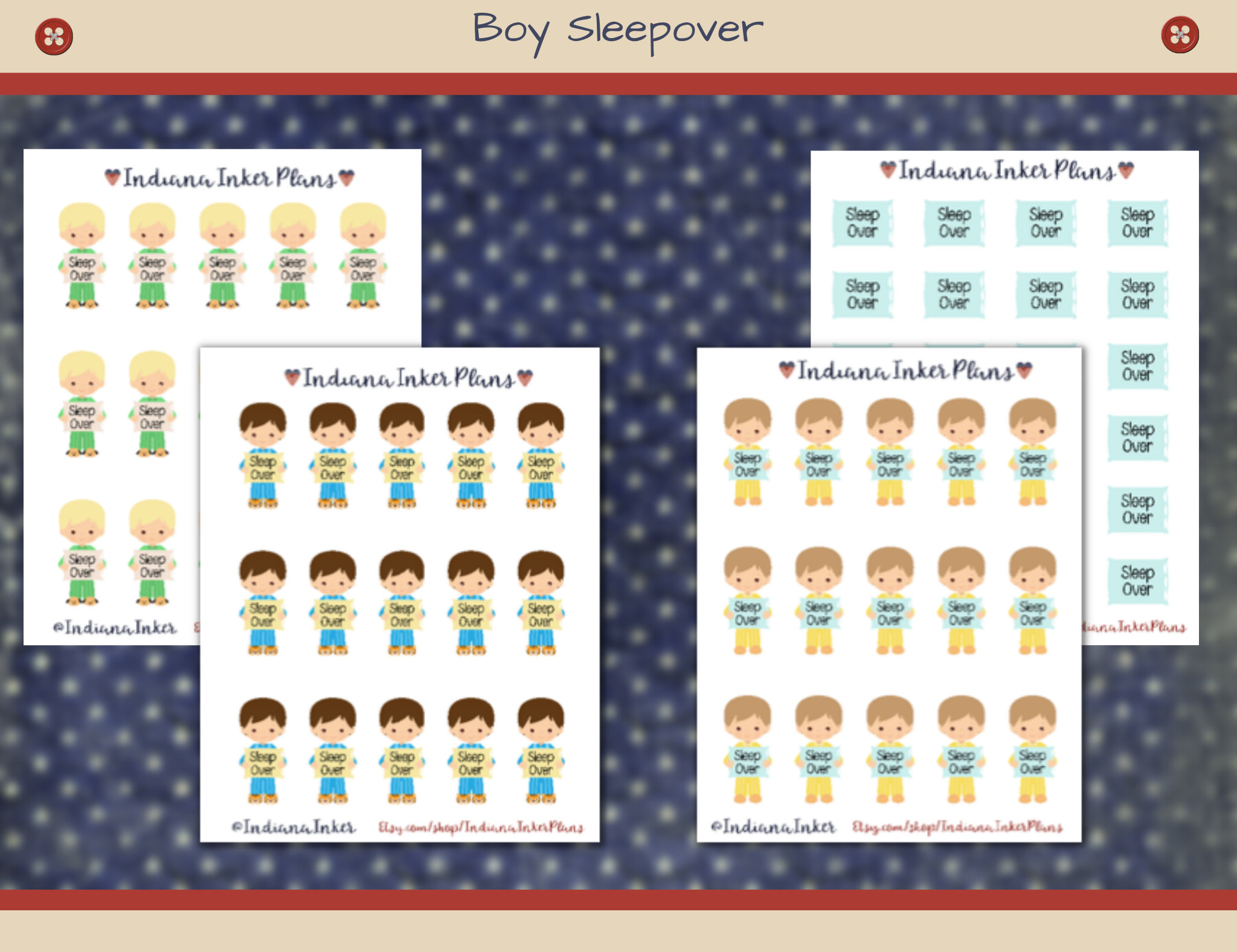 Boy Sleepover Stickers Planner Stickers Scrapbooking - Etsy
