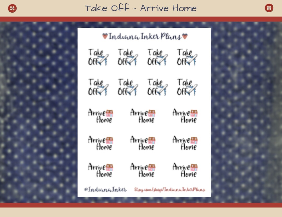 Take Off, Arrive Home Stickers, Vacation, Planner Stickers ...