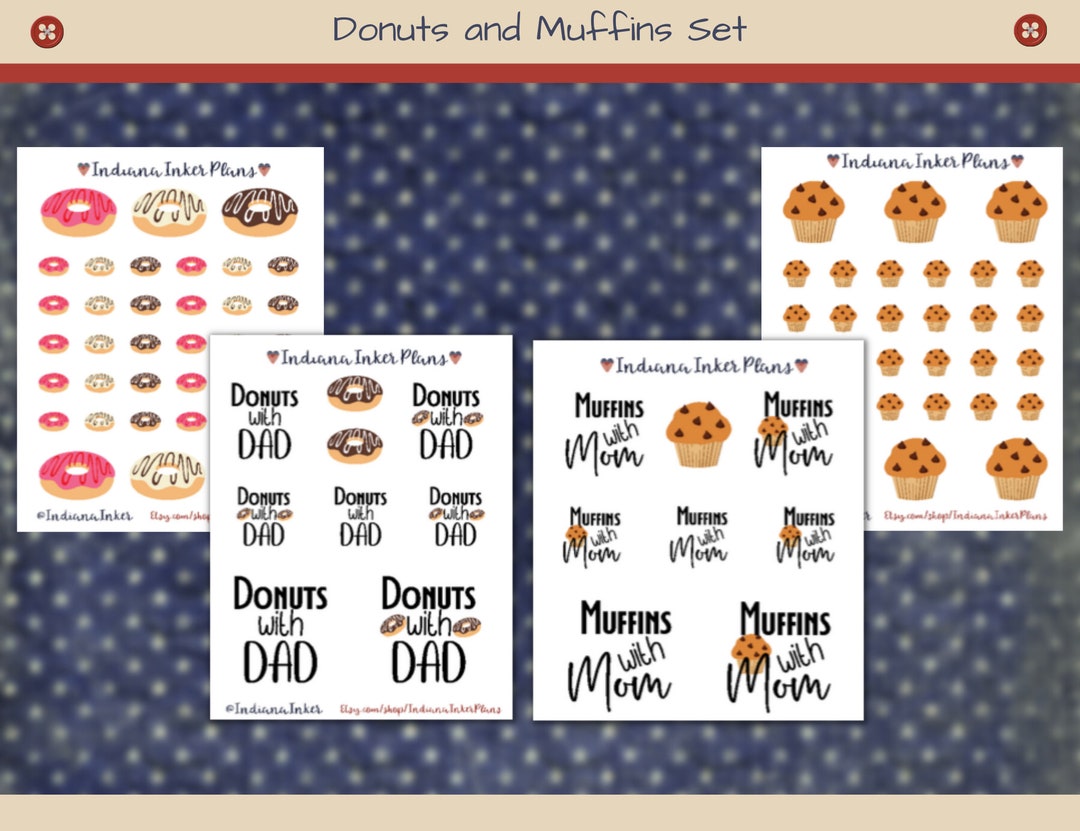 Muffins With Mom, Donuts With Dad Stickers - Etsy