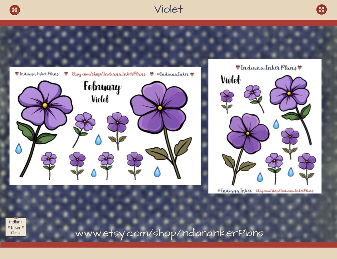Violet Stickers, Flower of the Month, February, Decorative Planning ...