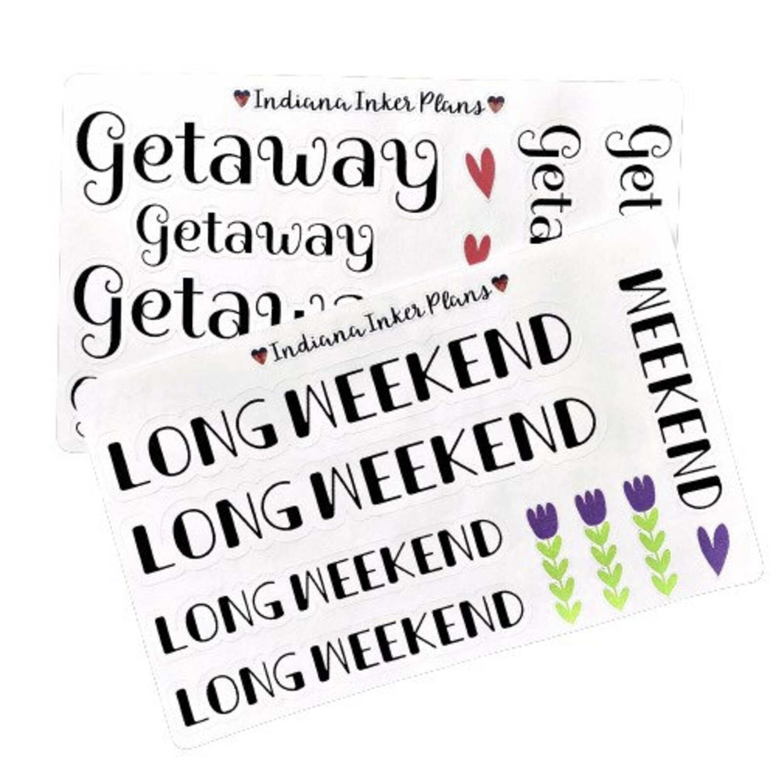 Long Weekend Getaway Planner Stickers Black Script Stickers | Etsy