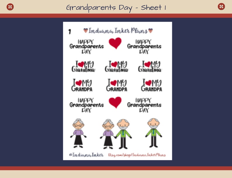 Grandparents Day Stickers, Stick People, Planner Stickers, Scrapbooking ...