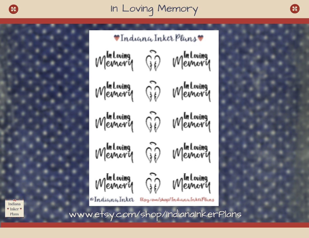 In Loving Memory Stickers, Planner Stickers, Decorative Planning ...