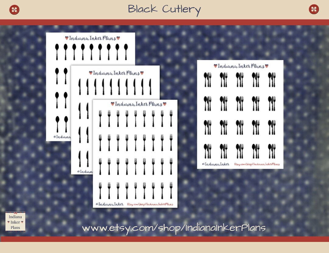 Black Cutlery Stickers, Spoons, Forks, Knives, Cutlery Set - Etsy