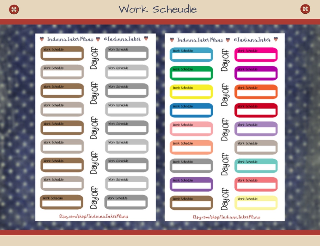 Work Schedule Planner Stickers, Daily Work Schedule, Decorative ...