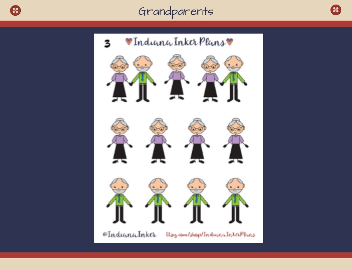 Grandparents Day Stickers, Stick People, Planner Stickers, Scrapbooking ...